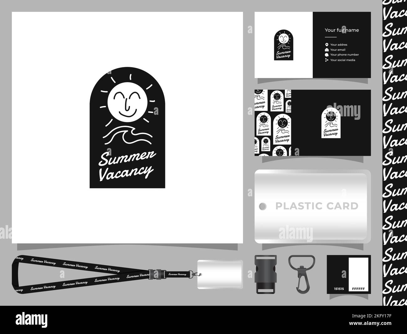 A "Summer Vacancy" logo with corporate identity template set design ...