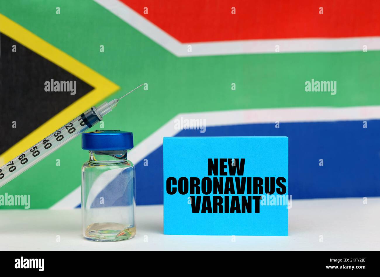 Medicine concept. Vaccine, syringe and blue plate with the inscription ...