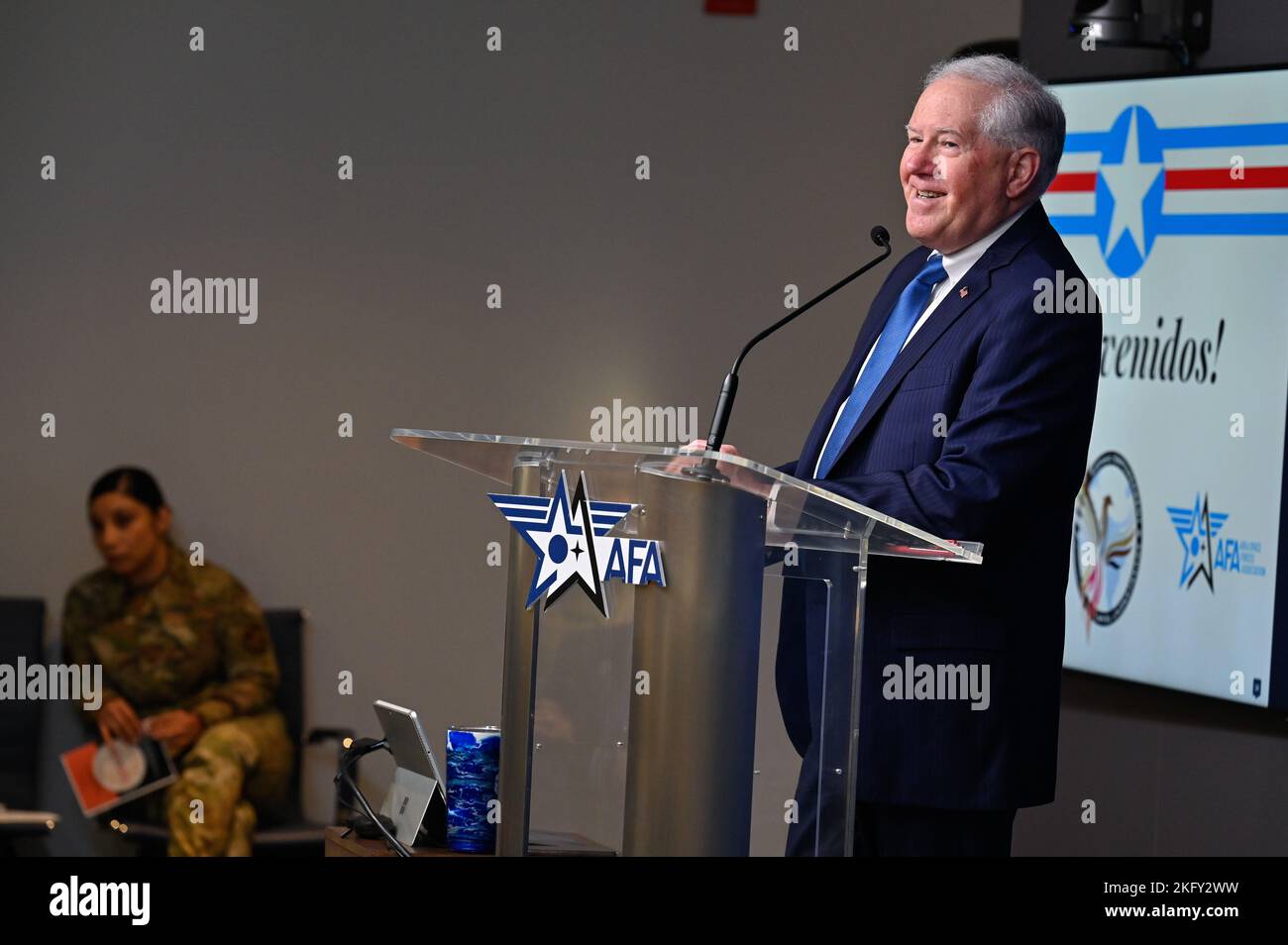 Secretary of the Air Force Frank Kendall speaks during a Hispanic ...