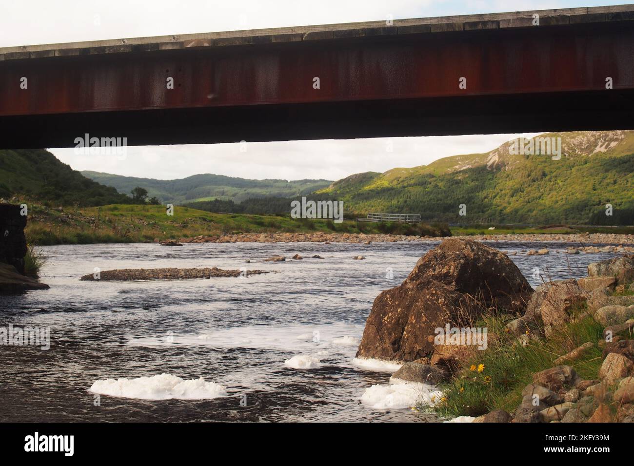 A view looking under a footbridge over the south eastern end of Loch Ba ...