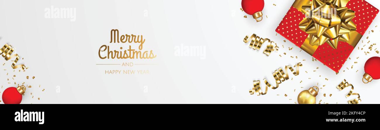 Christmas banner. Xmas background design with realistic gift box ...