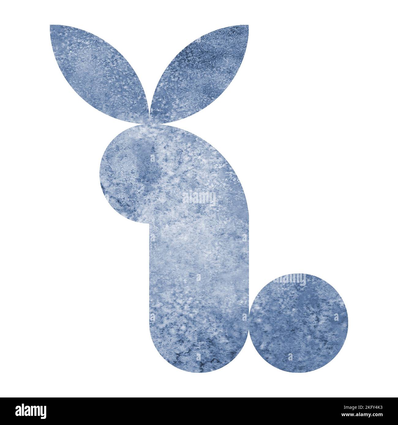 Watercolor navy blue rabbit silhouette isolated on white background ...