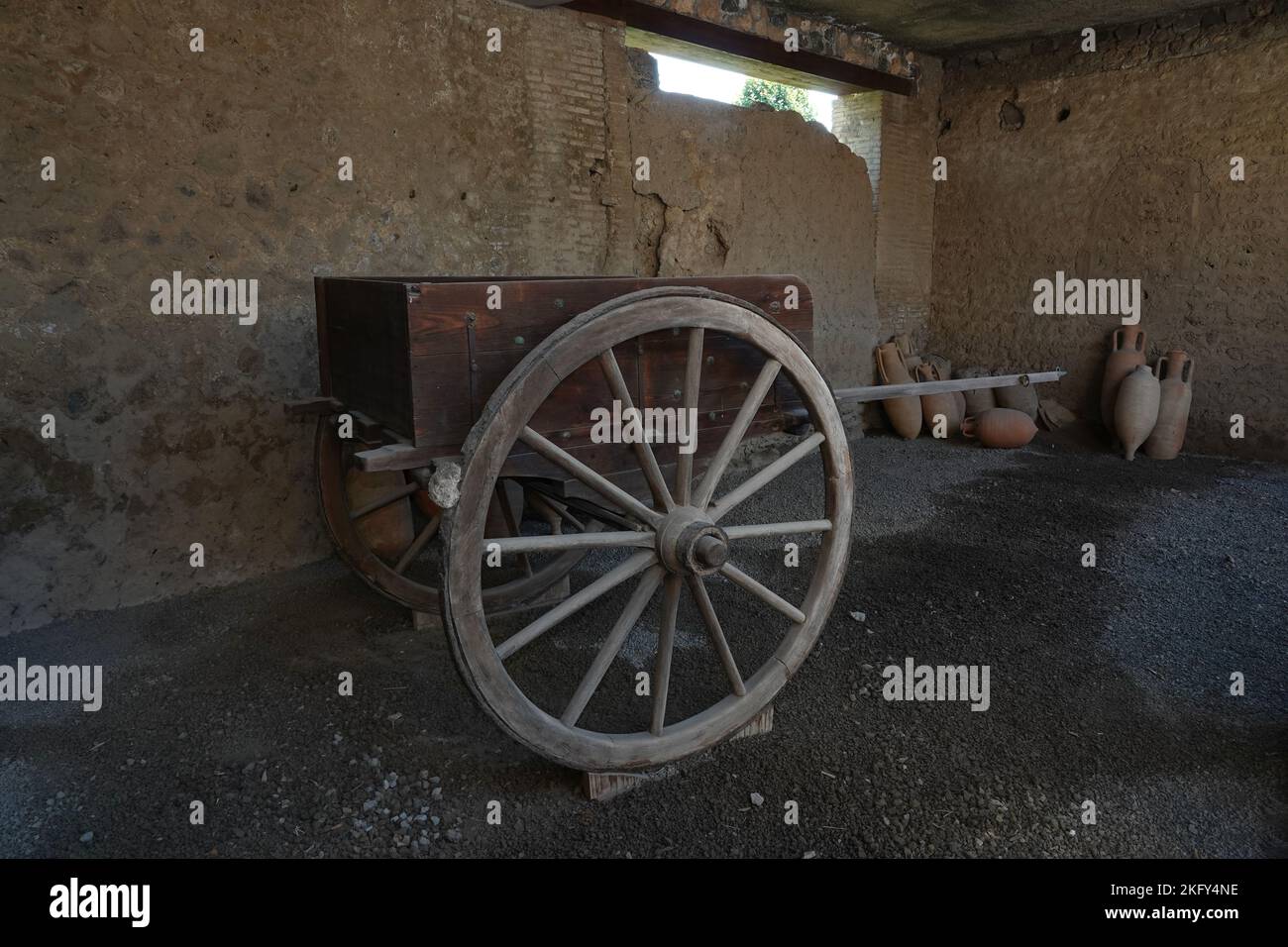Roman cart and amphorae at Pompeii. The amphora being used to transport ...