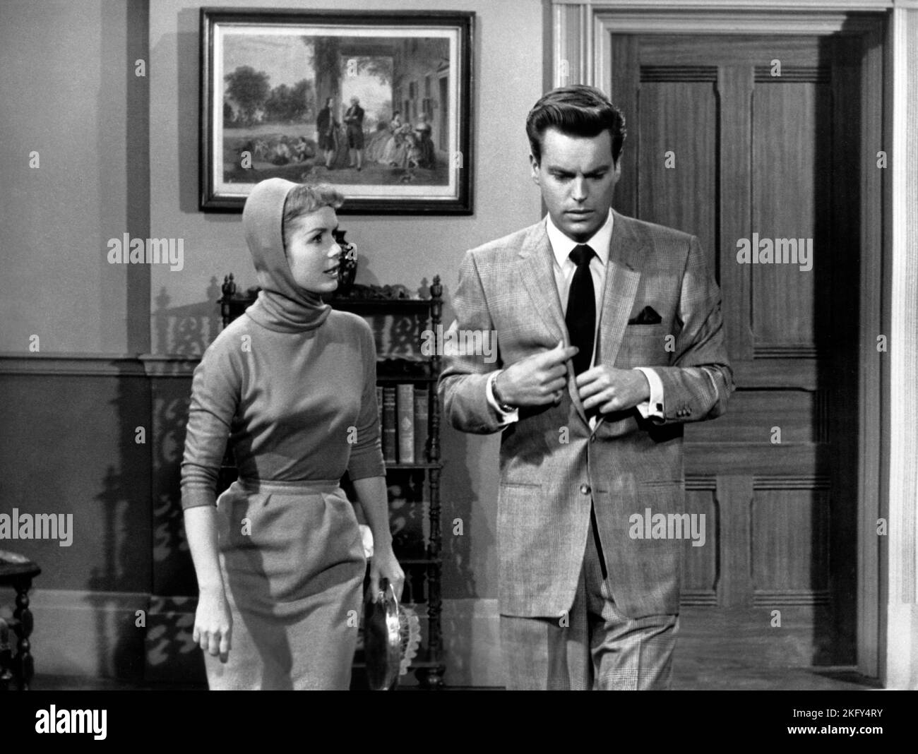 Debbie Reynolds, Robert Wagner, on-set of the Film, "Save One For Me", 20th Century-Fox, 1959 ...