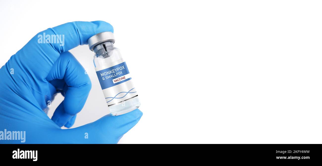 Monkeypox and smallpox virus vaccine bottle (MPXV) in a medical ...