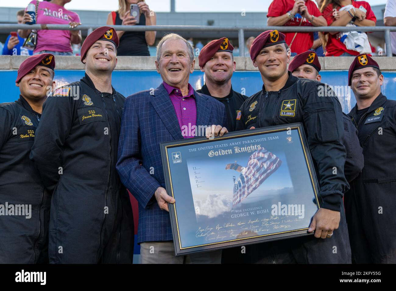 Members of the U.S. Army Parachute Black demonstration team present ...