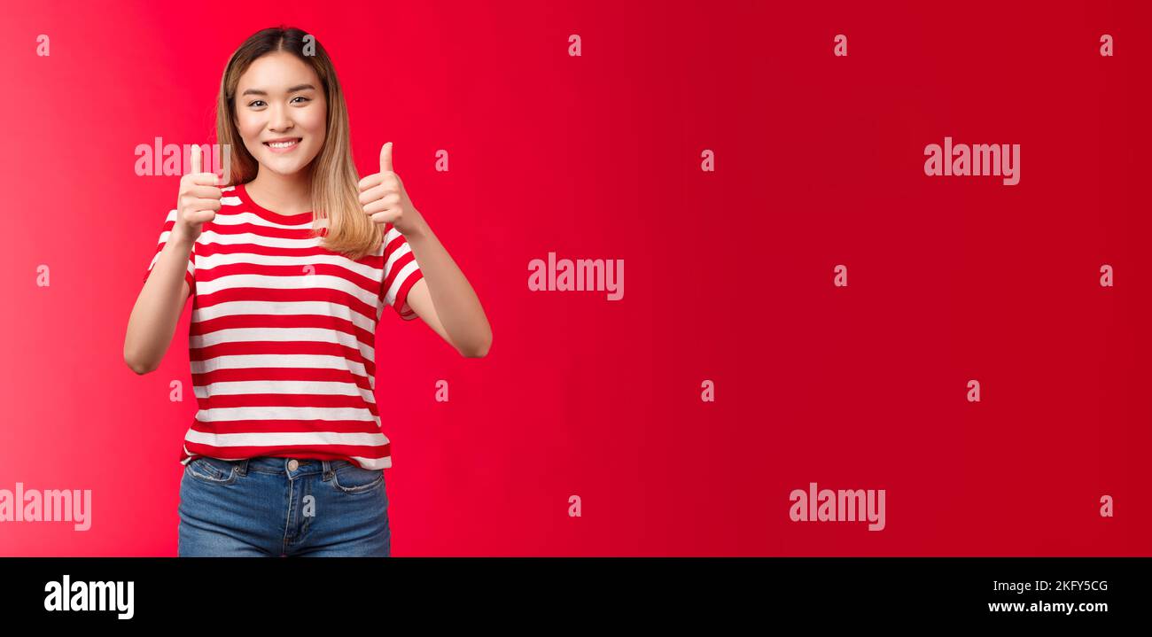 Sounds good have my voice. Cheerful pleasant blond asian girl support ...