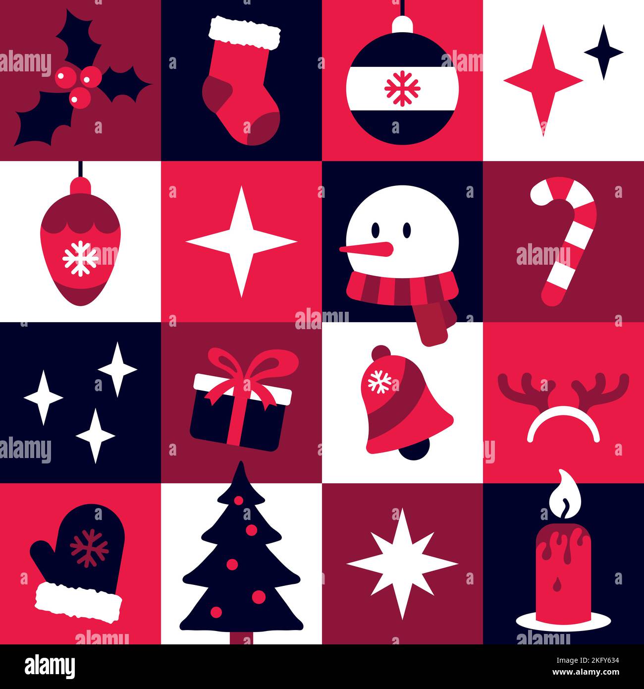 Seamless pattern with Christmas symbols. Xmas vector illustration for ...