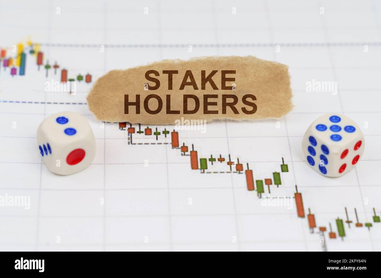 Business and finance concept. On the trading charts, there are dice and ...