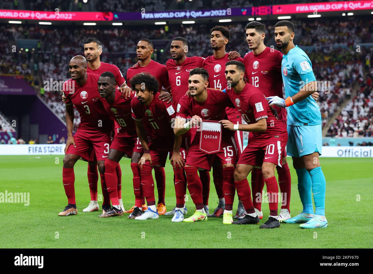 Al Khor, Qatar. 20th Nov, 2022. Qatar team group line-up (QAT) Football ...