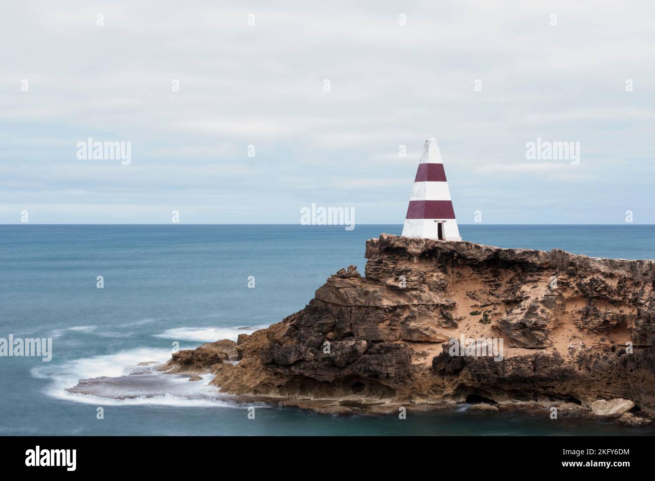 The obelisk at Robe stands on the very brink of crumbling limestone ...
