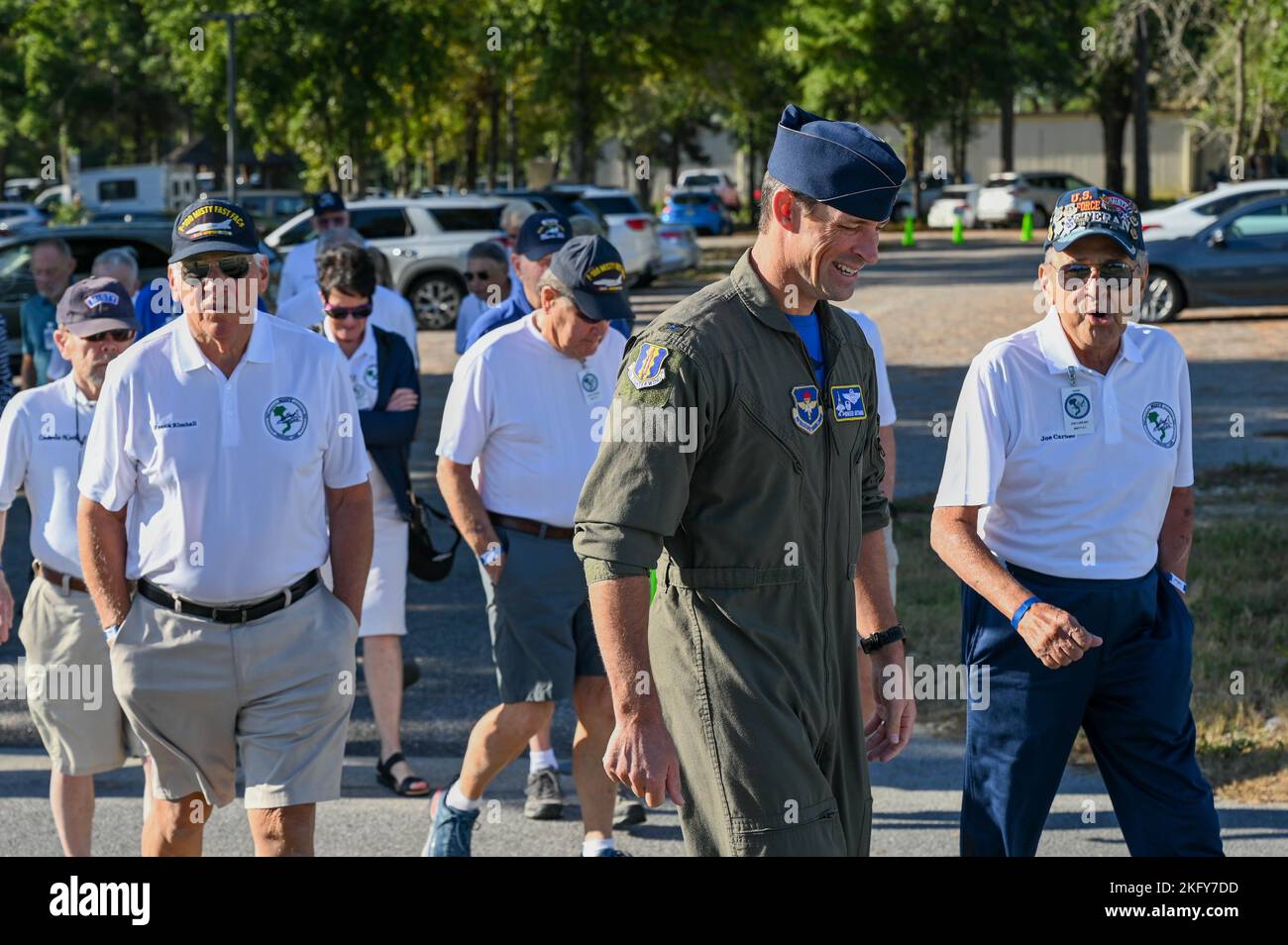 U.S. Air Force Col. Jack Arthaud, 33rd Fighter Wing commander, escorts ...