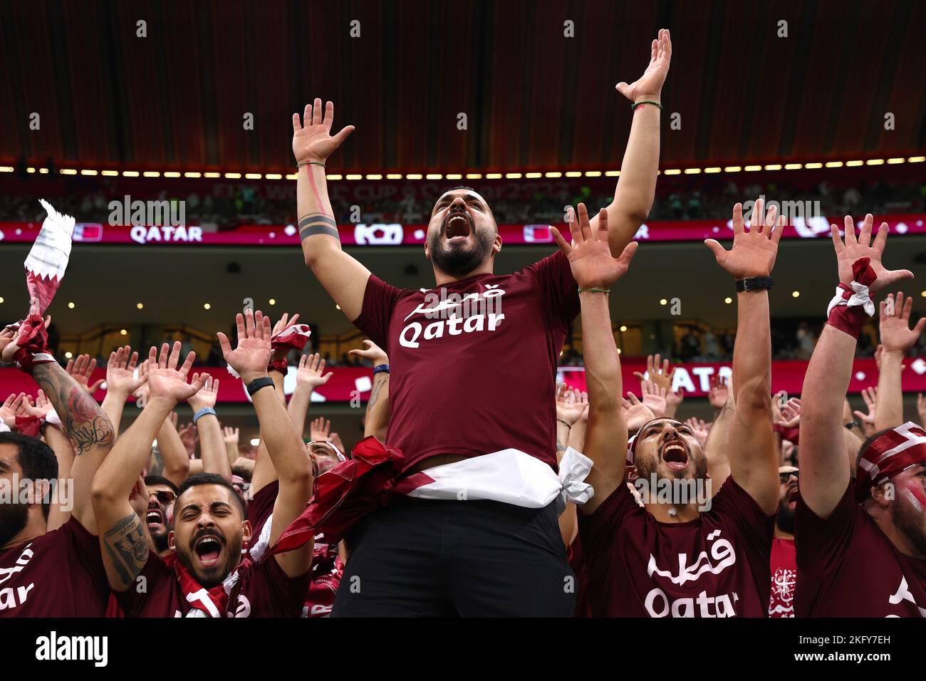 Doha, Qatar. 20th Nov, 2022. Qatar fans support their team during the ...