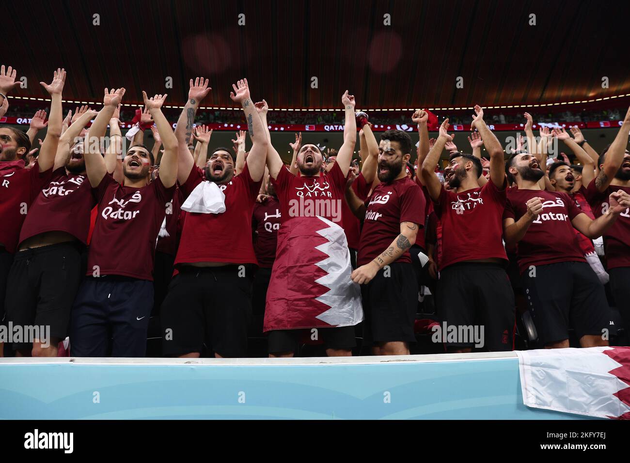 Doha, Qatar. 20th Nov, 2022. Qatar fans support their team during the 2022 FIFA World Cup Group ...