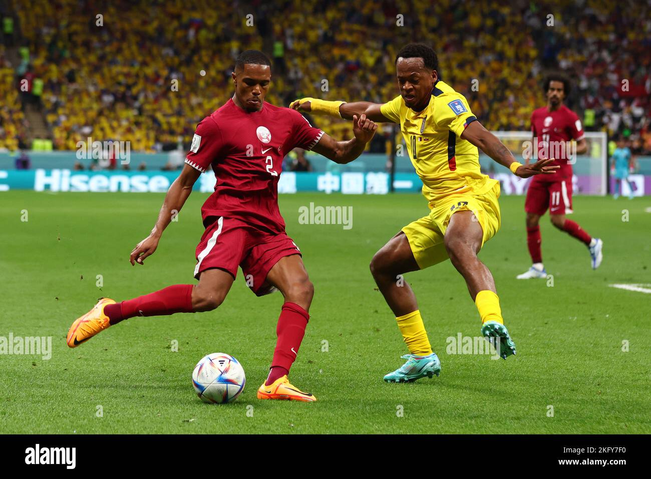 Doha, Qatar. 20th Nov, 2022. Pedro Miguel (L) of Qatar in action with ...