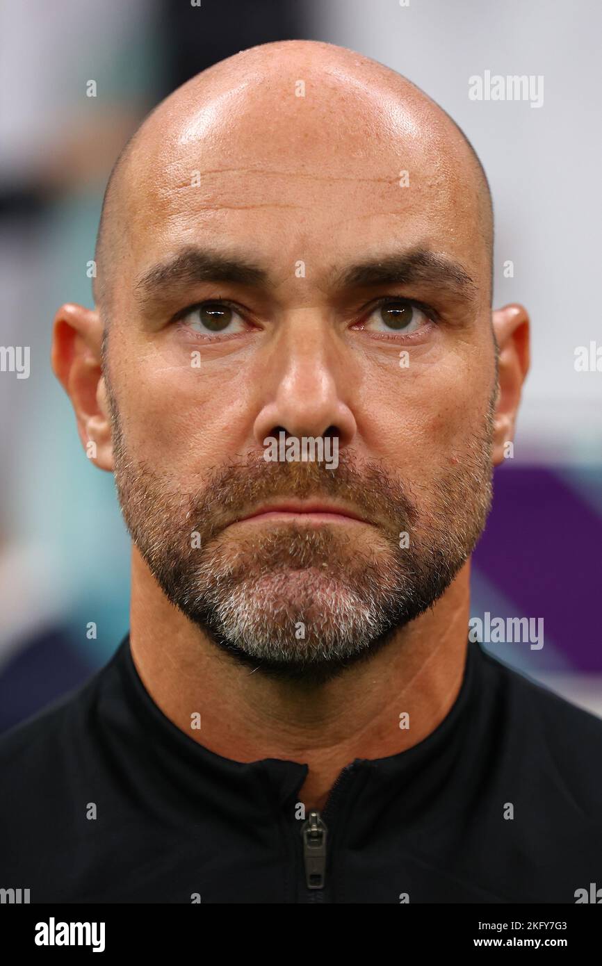 Doha, Qatar. 20th Nov, 2022. Qatar coach Felix Sanchez looks on during ...