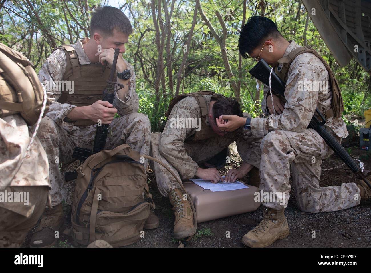 U.S. Marines with Marine Corps Air Station Kaneohe Bay plot points for ...