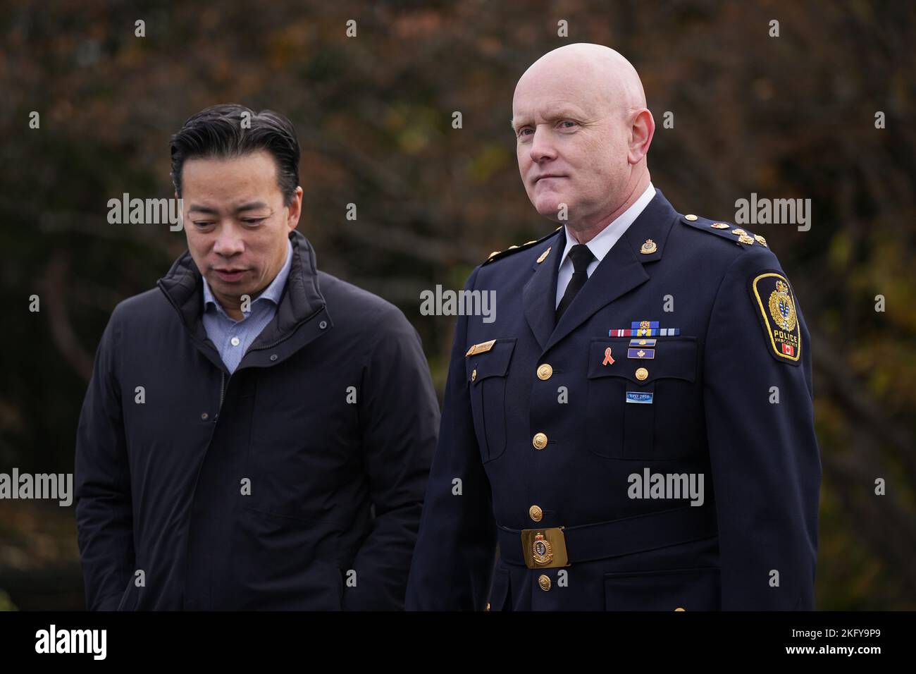 Vancouver Mayor Ken Sim, left, and Vancouver Police Chief Adam Palmer ...