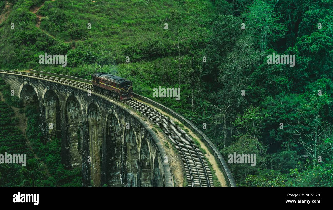 The Locomotive on Ella Nine Arch Bridge Stock Photo - Alamy