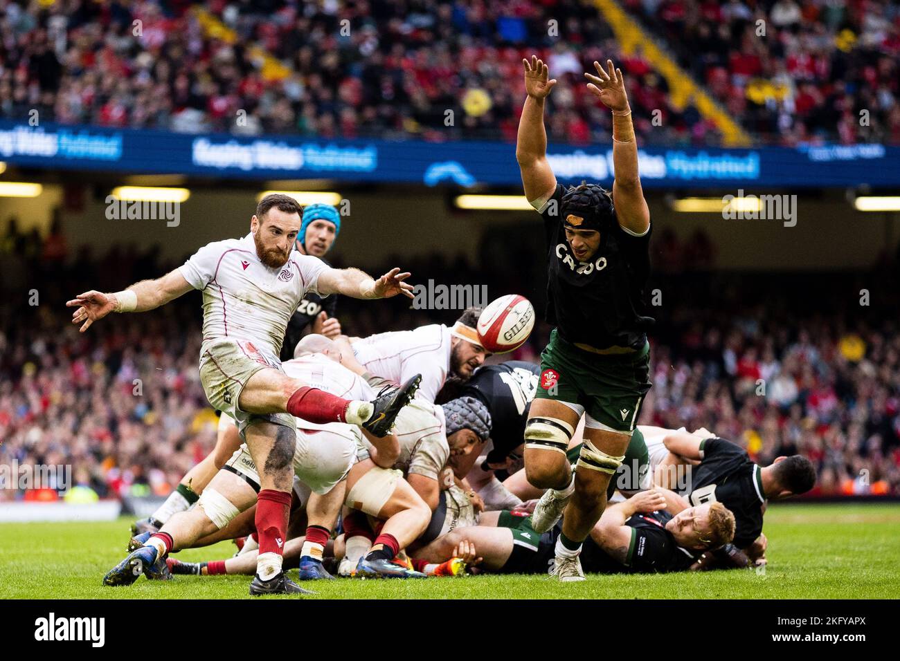 Vasil Lobzhanidze of Georgia and Dafydd Jenkins of Wales during the ...
