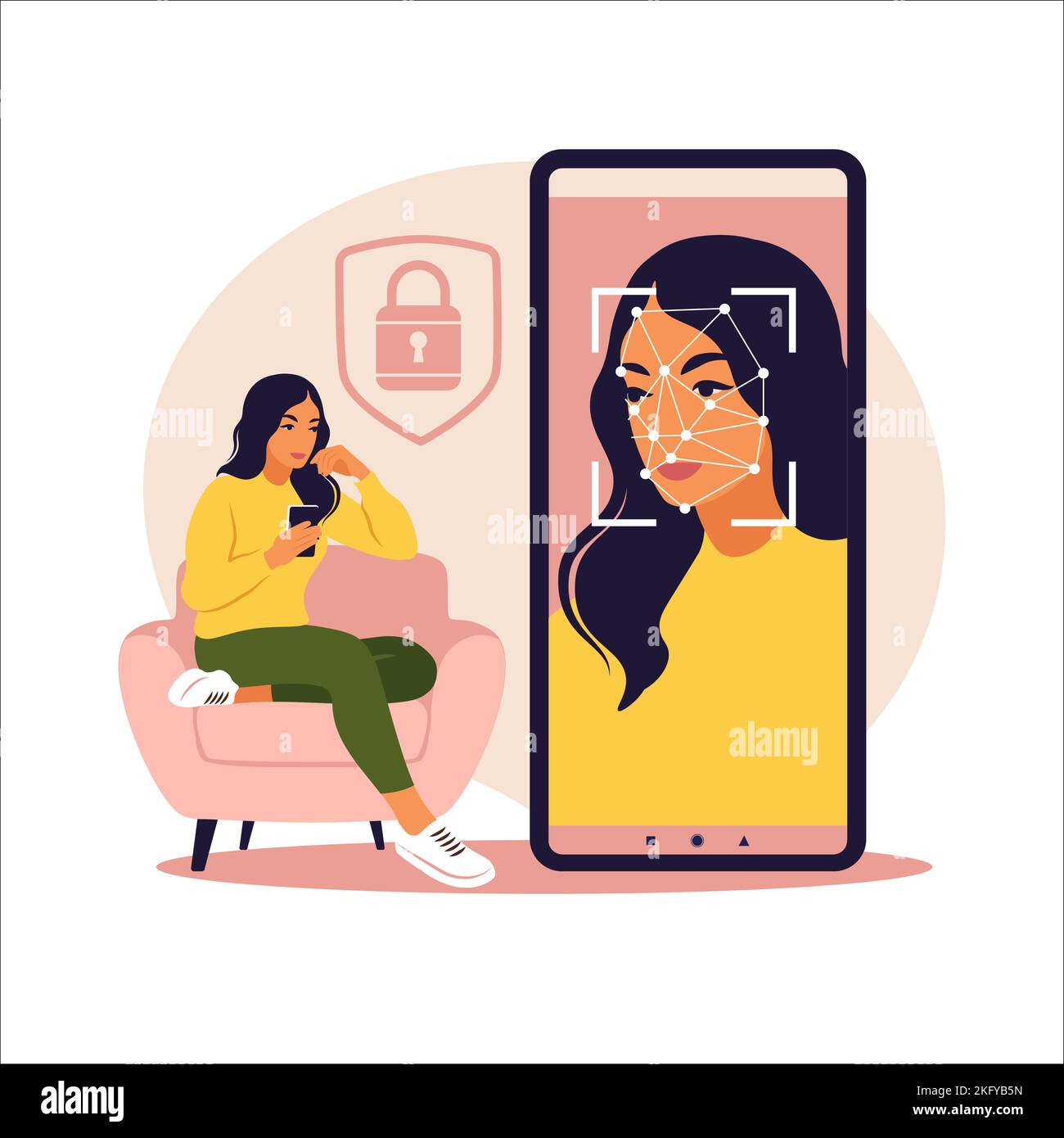 Facial recognition system concept. Face ID, face recognition system ... Facial recognition system concept. Face ID, face recognition system ...