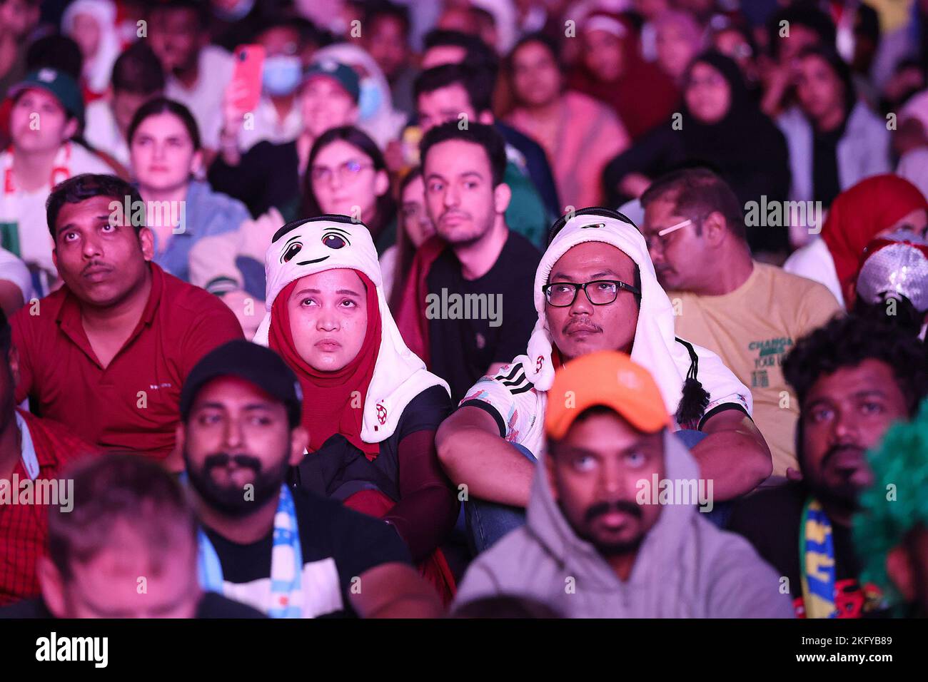 Doha, Qatar. 20 November, 2022. Fans gathered at Al Bidda Park for the FIFA Fan Festival, where ...