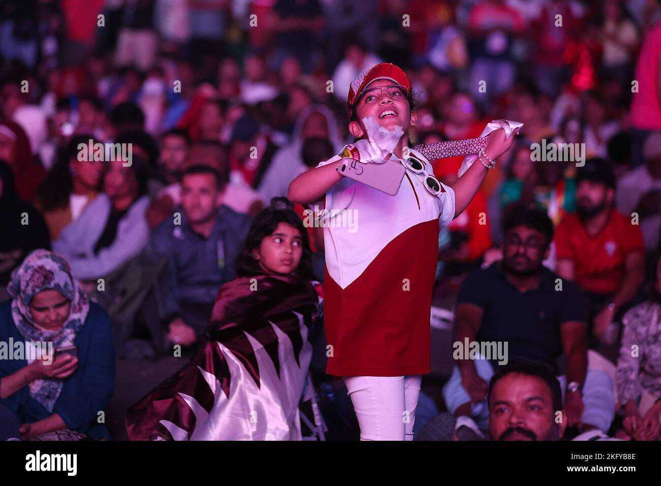 Doha, Qatar. 20 November, 2022. Fans gathered at Al Bidda Park for the FIFA Fan Festival, where ...