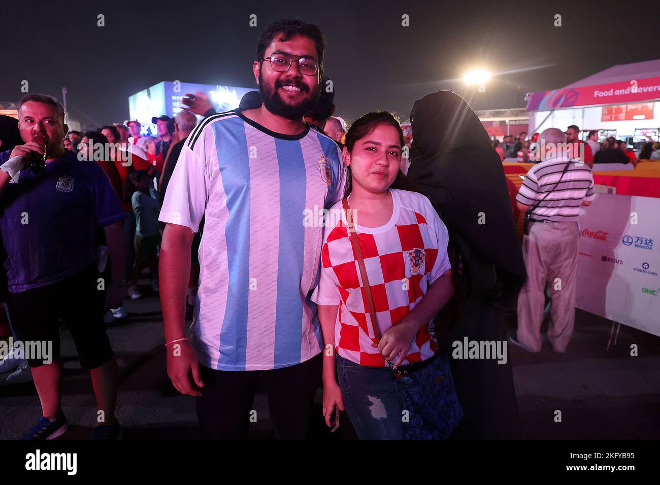 Doha, Qatar. 20 November, 2022. Fans gathered at Al Bidda Park for the FIFA Fan Festival, where ...
