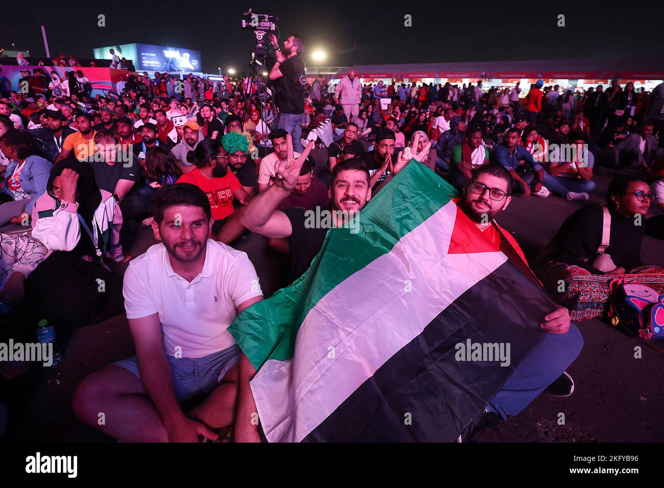 Doha, Qatar. 20 November, 2022. Fans gathered at Al Bidda Park for the FIFA Fan Festival, where ...