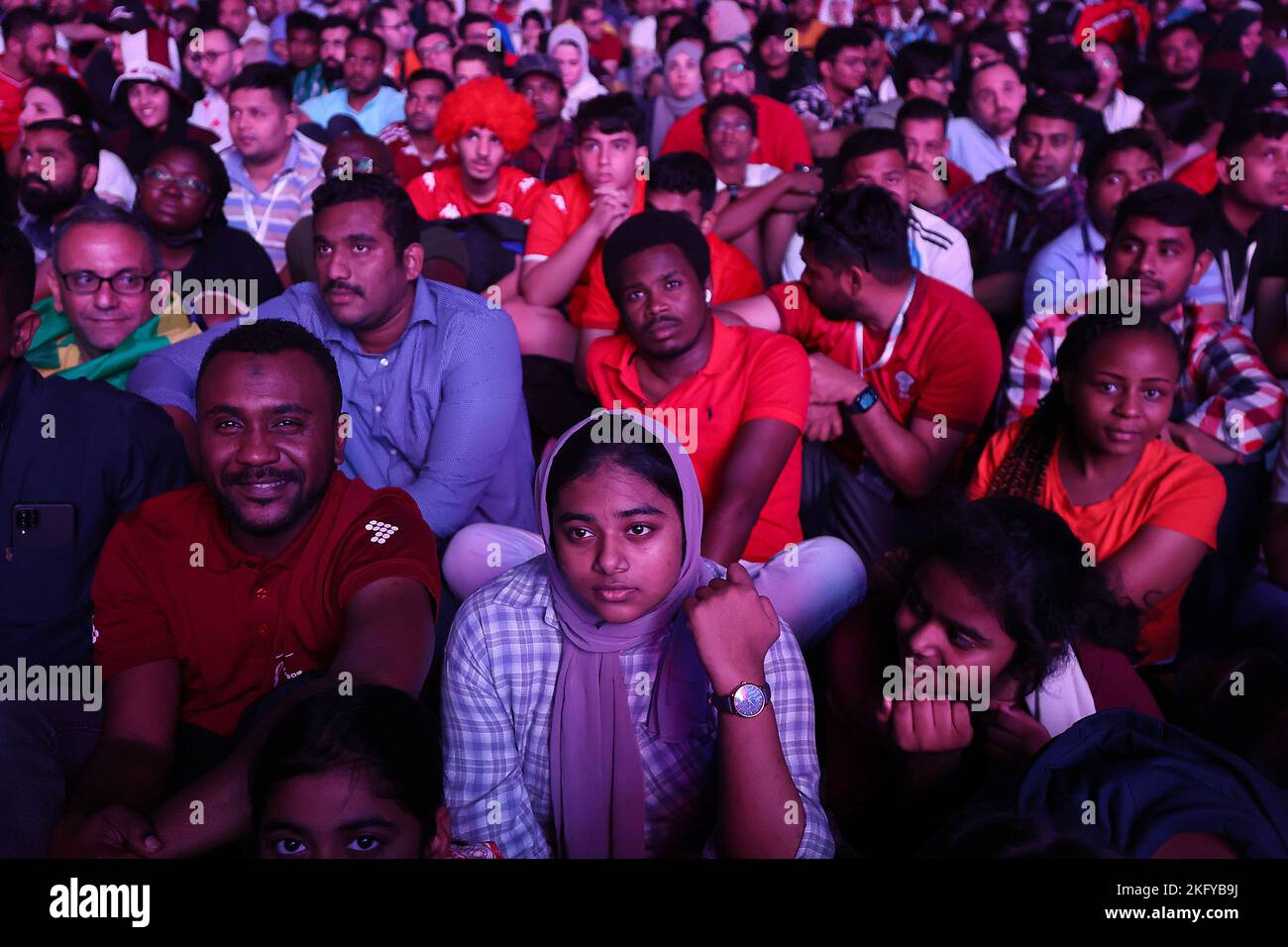 Doha, Qatar. 20 November, 2022. Fans gathered at Al Bidda Park for the FIFA Fan Festival, where ...