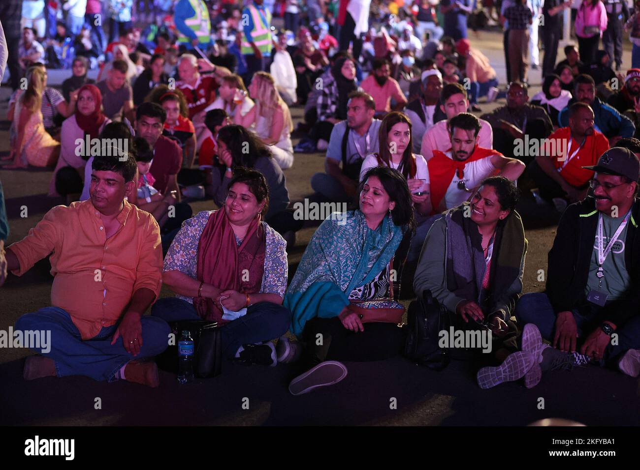 Doha, Qatar. 20 November, 2022. Fans gathered at Al Bidda Park for the FIFA Fan Festival, where ...