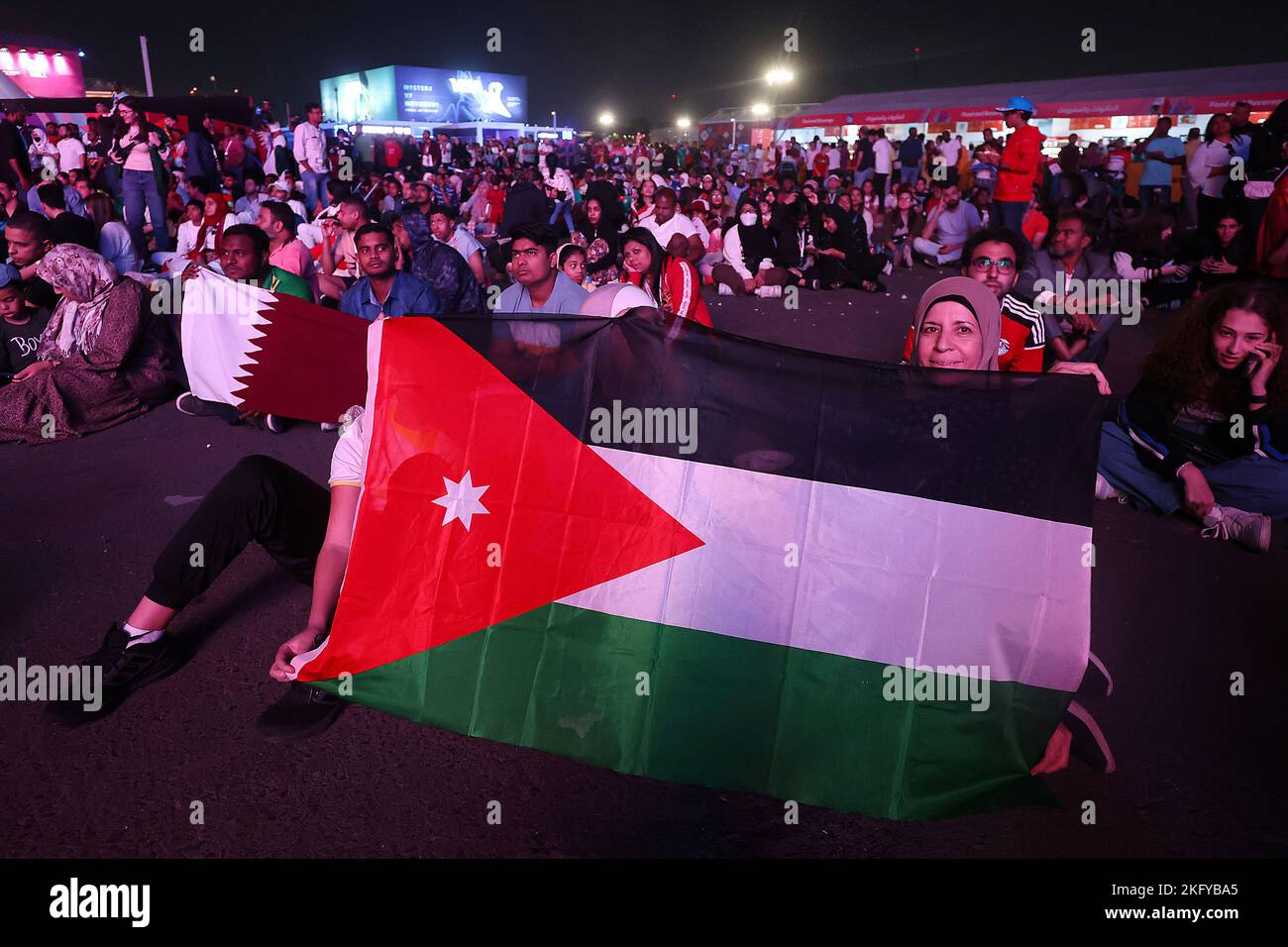 Doha, Qatar. 20 November, 2022. Fans gathered at Al Bidda Park for the FIFA Fan Festival, where ...