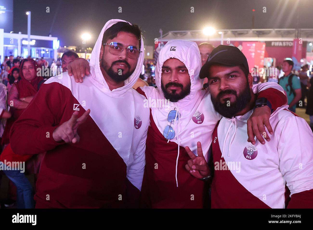 Doha, Qatar. 20 November, 2022. Fans gathered at Al Bidda Park for the FIFA Fan Festival, where ...