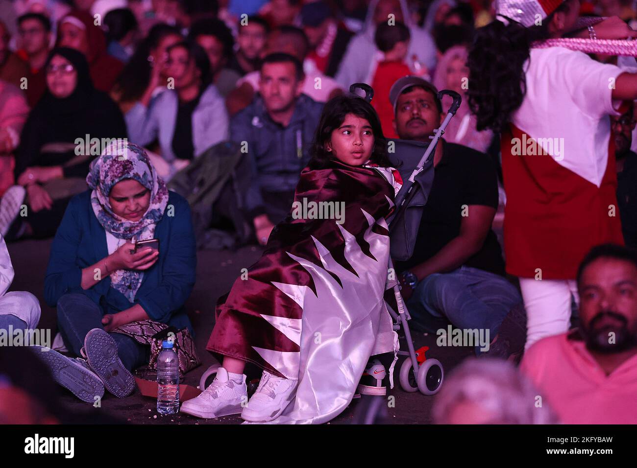 Doha, Qatar. 20 November, 2022. Fans gathered at Al Bidda Park for the FIFA Fan Festival, where ...