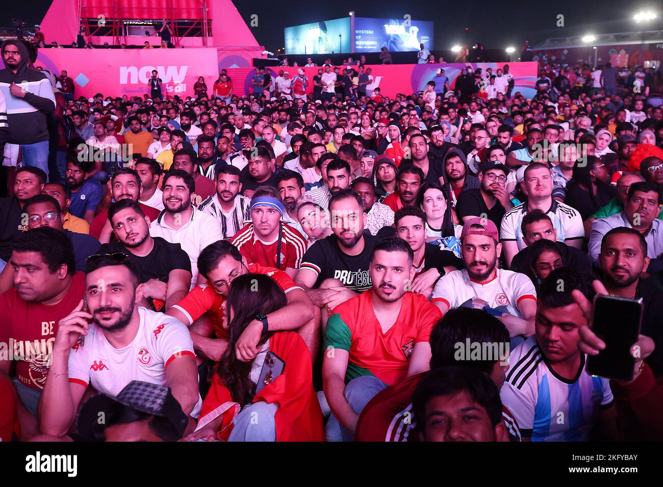 Doha, Qatar. 20 November, 2022. Fans gathered at Al Bidda Park for the FIFA Fan Festival, where ...
