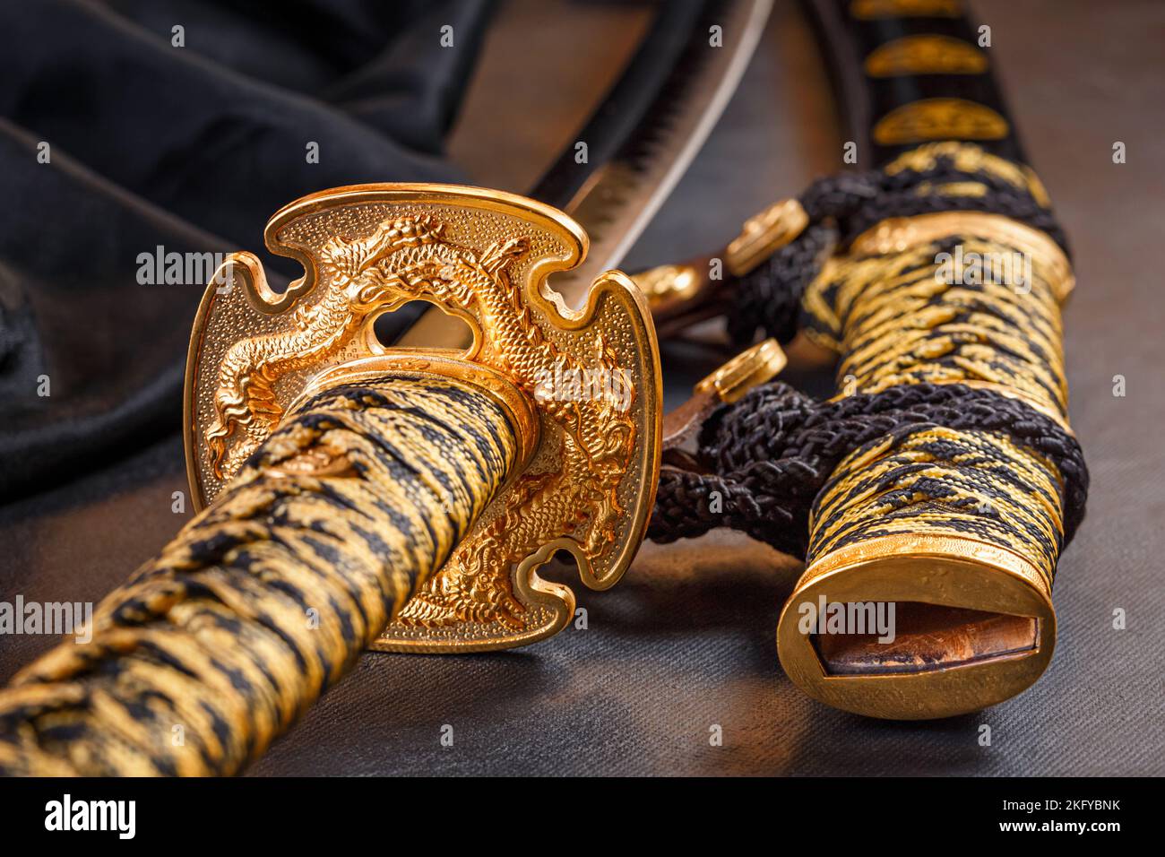Japanese samurai katana sword and scabbard close up. Photo of a weapon ...