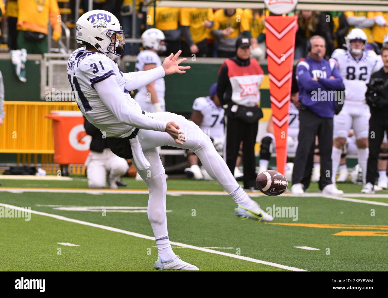 November 19 2022: TCU Horned Frogs punter Jordy Sandy (31) punts the ...