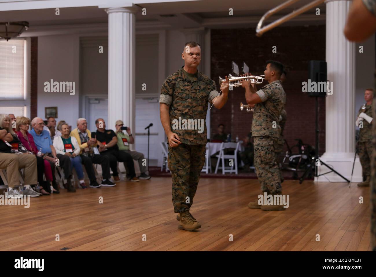 Members of the Parris Island Marine Band, Headquarters and Service Battalion, perform for ...