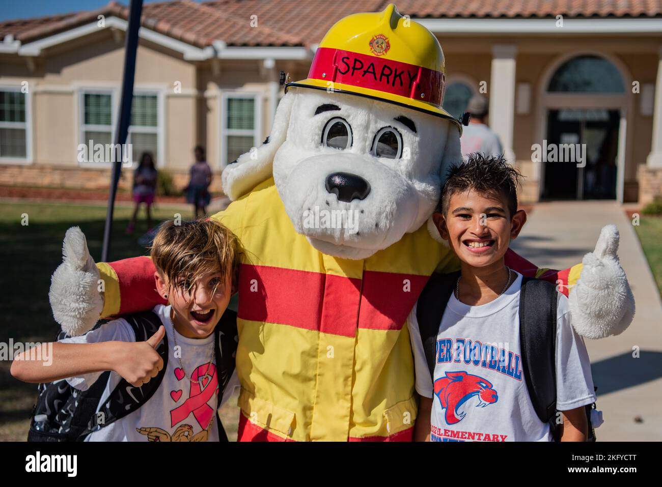 Sparky, 7th Civil Engineer Squadron fire department mascot, and a pair ...