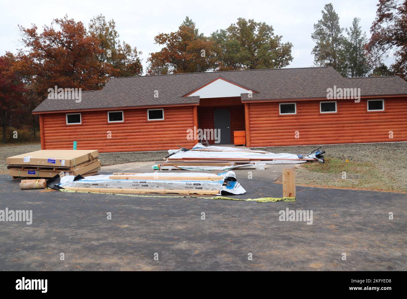Contractors work on building a new comfort station Oct. 14, 2022, at ...