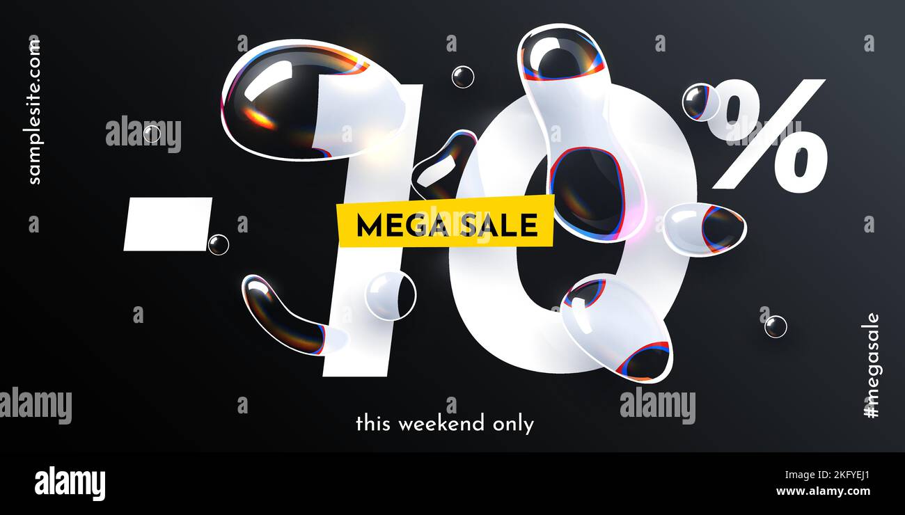 10 percent Off. Discount creative composition with water drops. Fresh ...