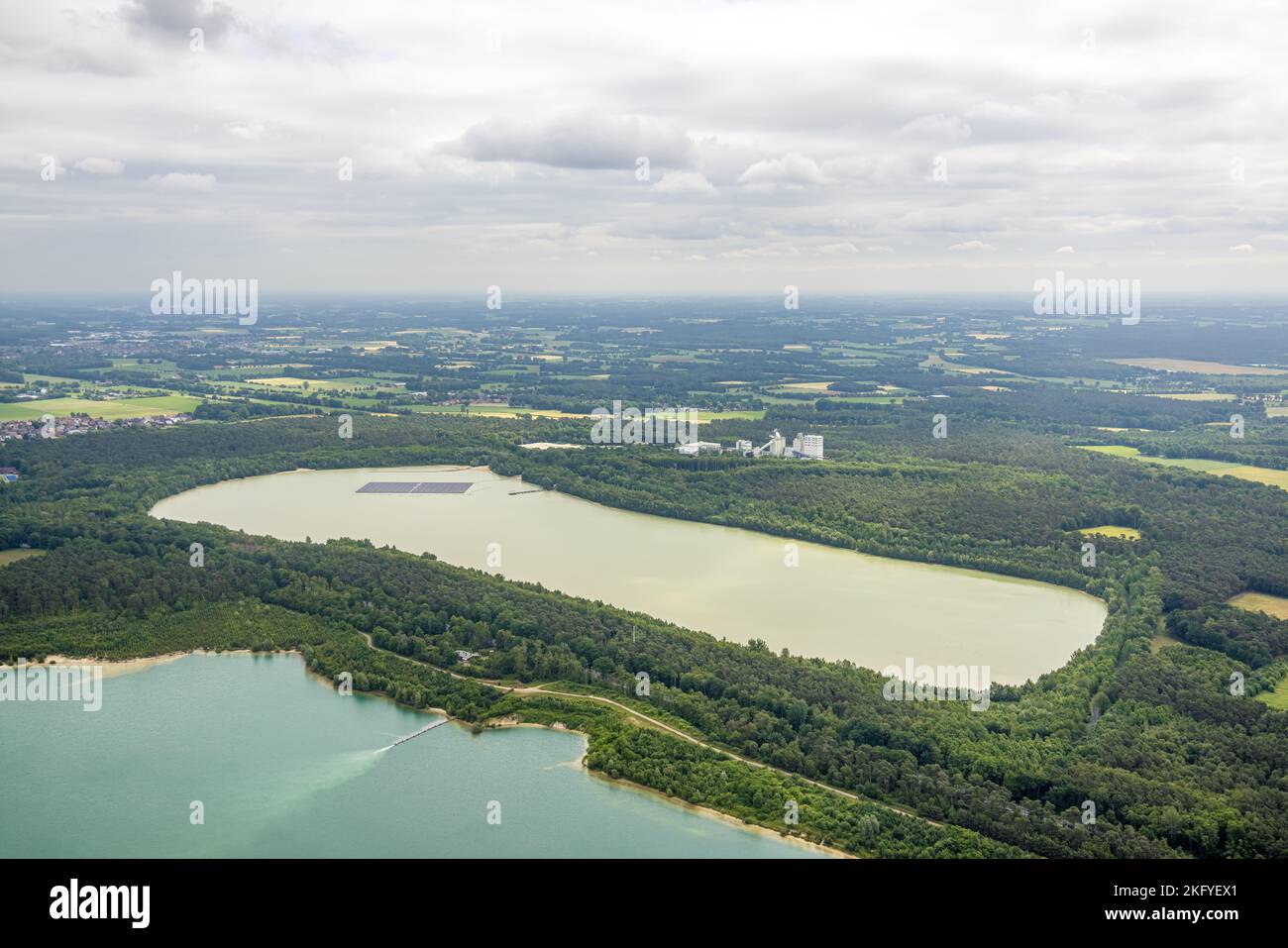 Aerial view, solar plant in Silver Lake III, floating photovoltaic ...