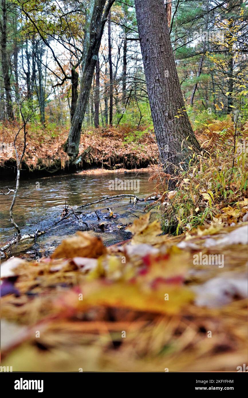 An autumn scene of the Fort McCoy Pine View Recreation Area is shown ...