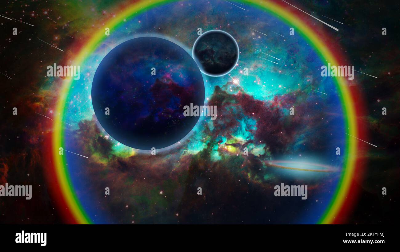 Exo planets in unknown space. 3D rendering Stock Photo - Alamy