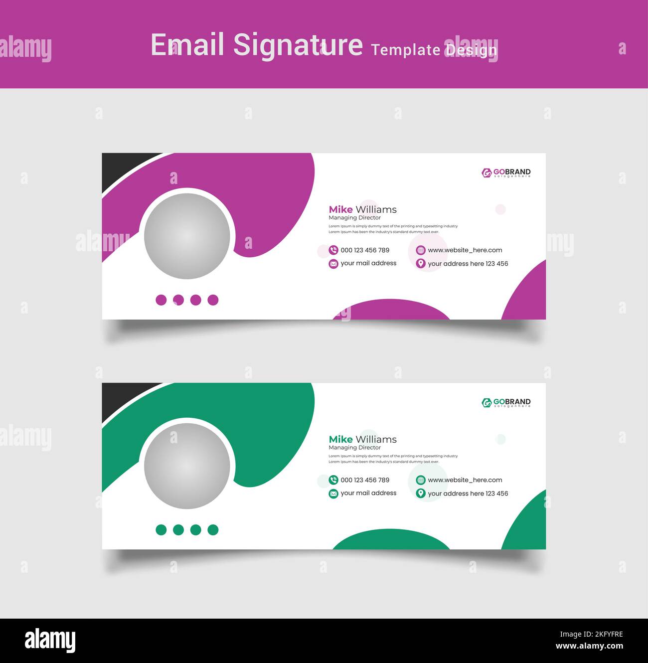 The adaptable and editable business card in purple and green graphics ...