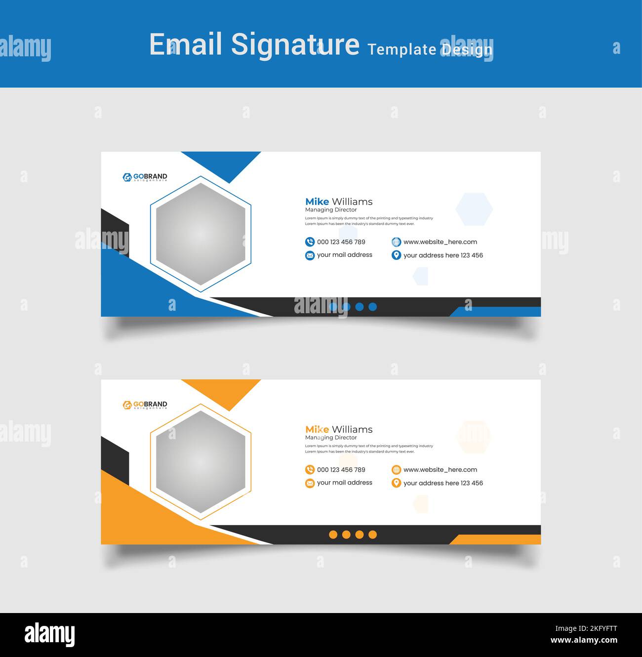 The adaptable and editable business card in blue and orange graphics ...