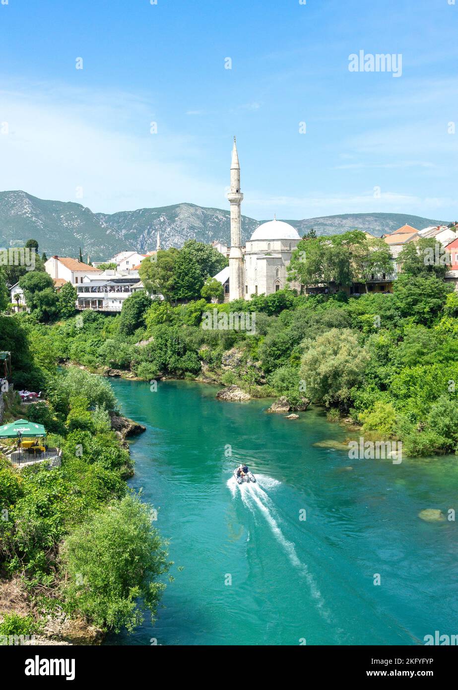 Koski Mehmed Pasha Mosque and River Neretva, from Stari Most (Mosta ...