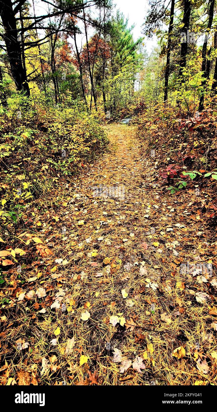 An autumn scene of the Fort McCoy Pine View Recreation Area is shown ...