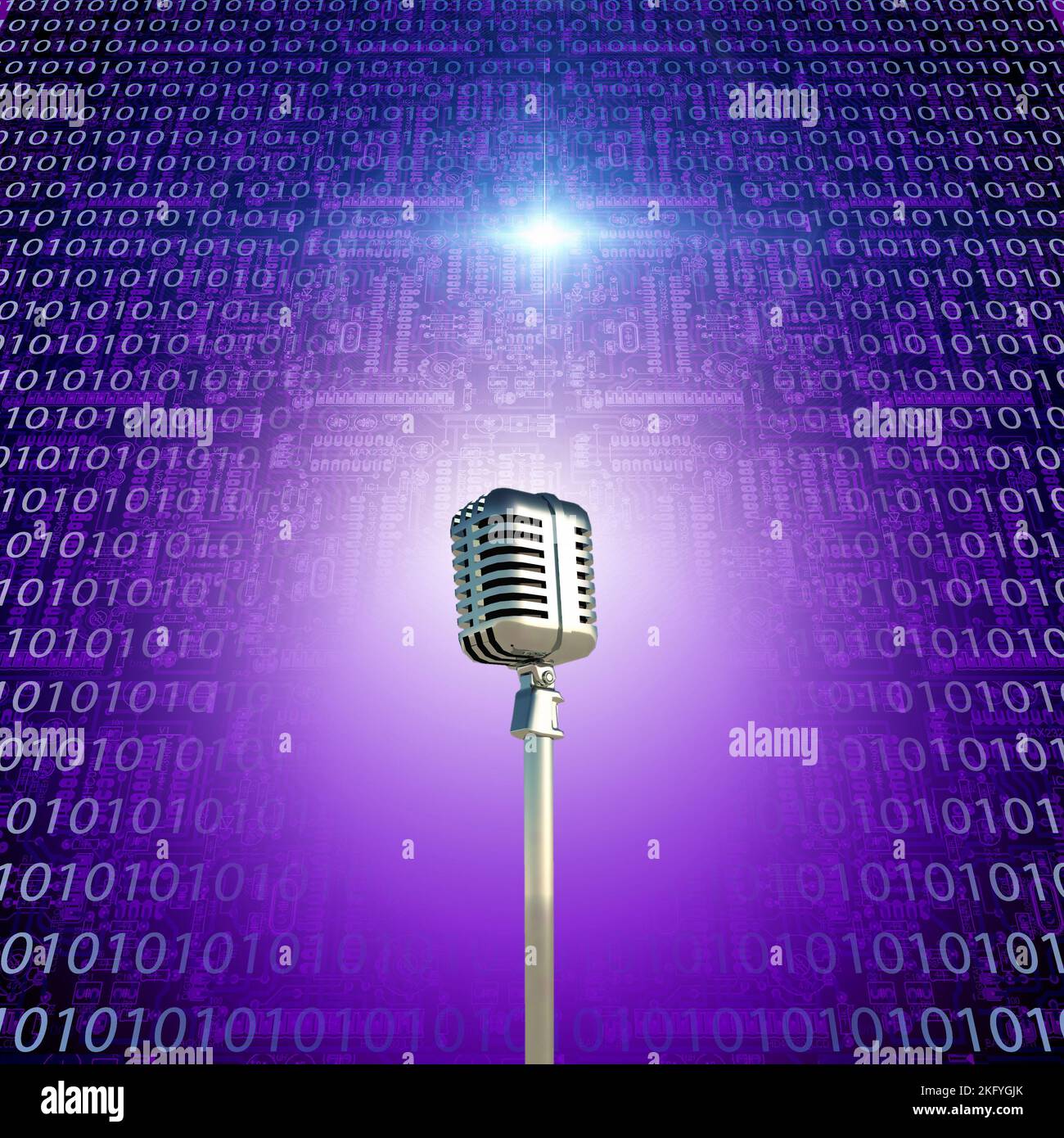 Vintage microphone and binary code. 3D rendering Stock Photo - Alamy