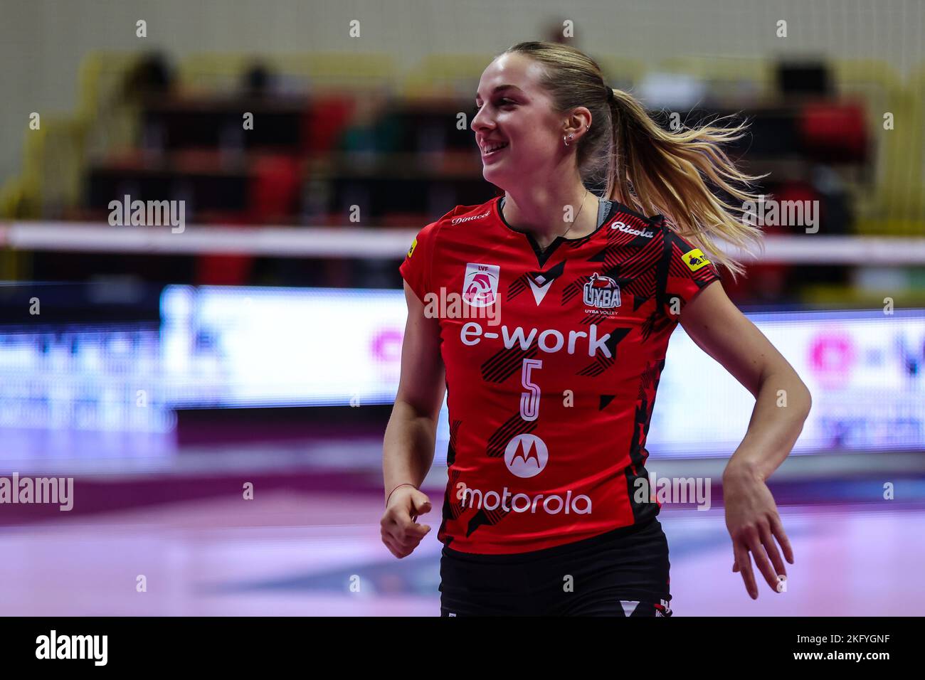 Sofia Monza #5 of UYBA Unet E-Work Busto Arsizio smiling during Volley Serie A women 2022/23 ...